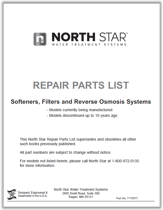 North Star Residential Repair Parts List – North Star