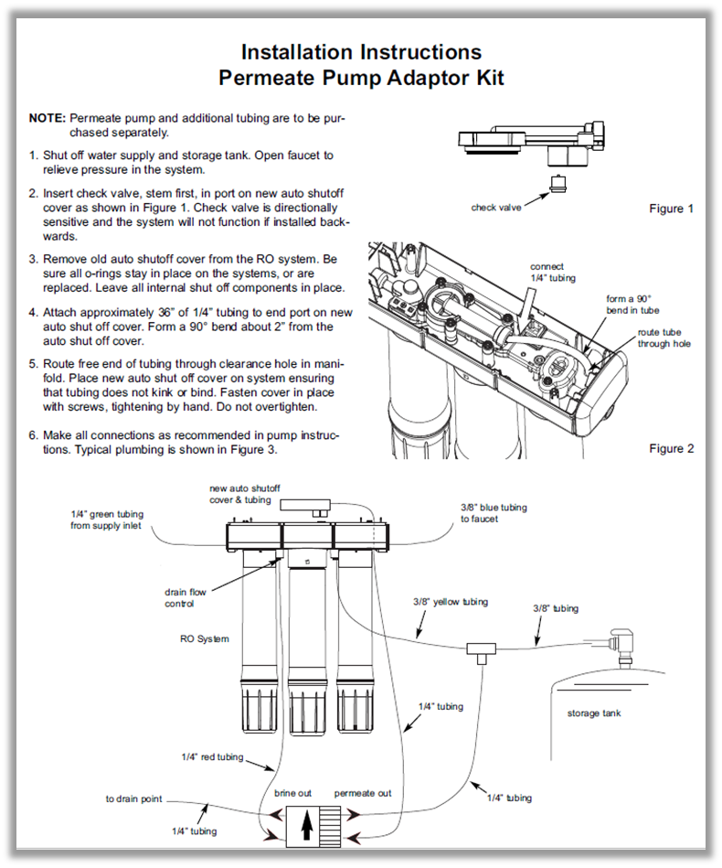Installation Instructions for Permeate Pump Adaptor Kit – North Star